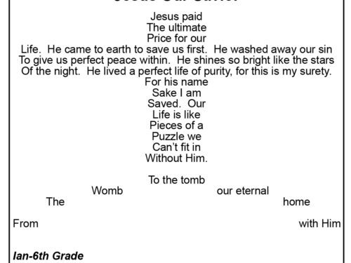 Camp Lamp: Thursday - Student Poems Tell of Jesus Love for Us ...